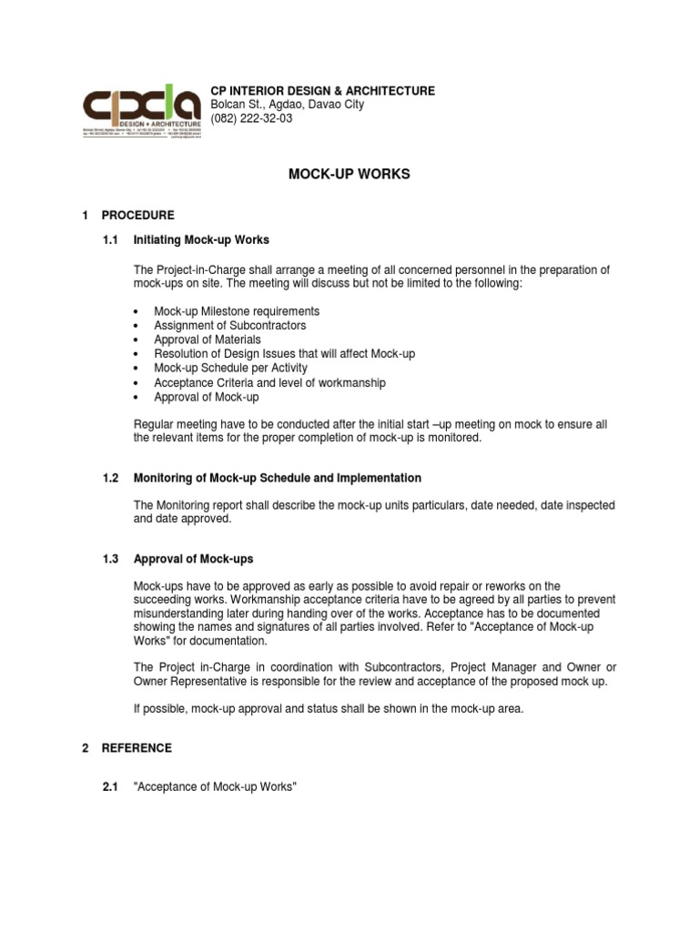 Mock-Up Works Procedure Guide | PDF