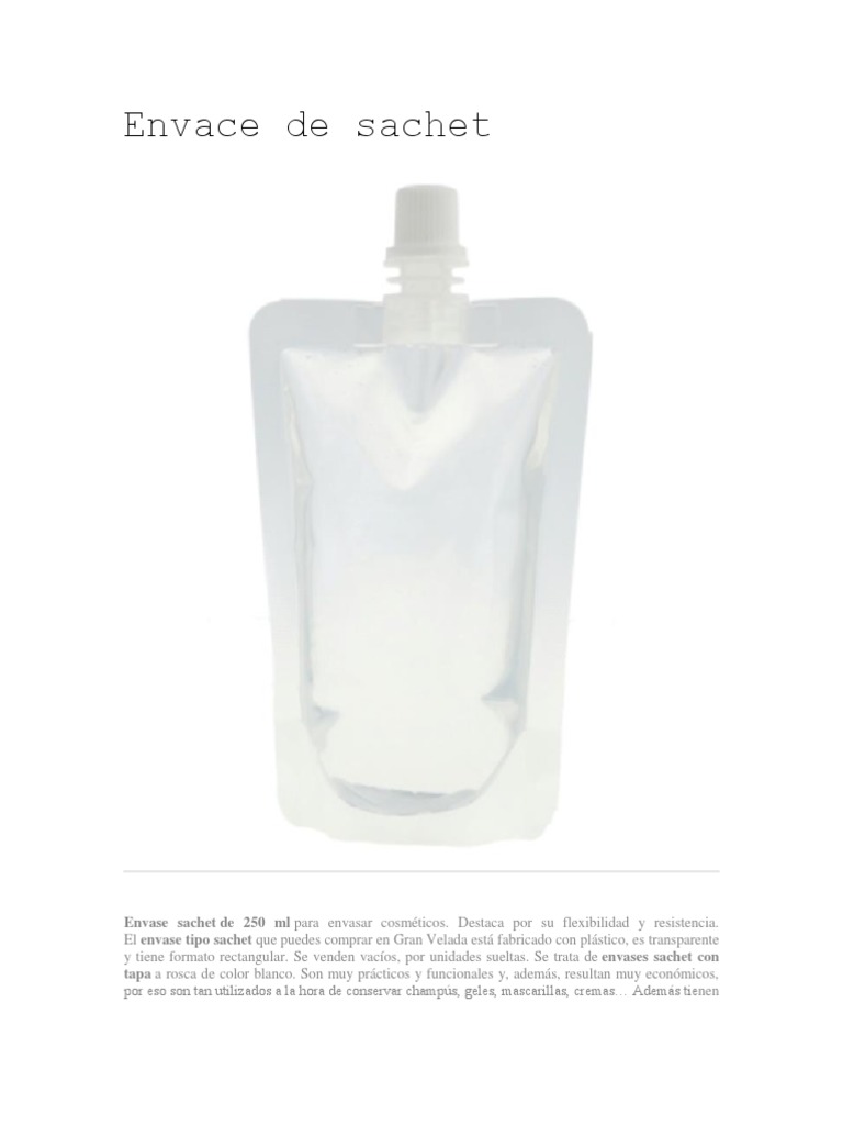 Envase Sachet 250 ml para Cosméticos | PDF | Productos cosméticos | El ...