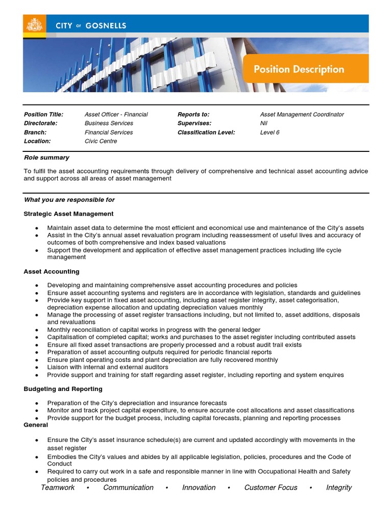 Asset Officer - Financial Asset Management Coordinator Business ...
