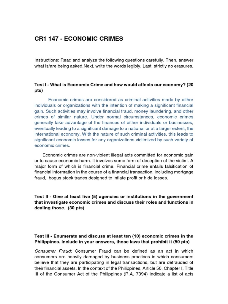 Economic Crimes | PDF | Fraud | Deviance (Sociology)