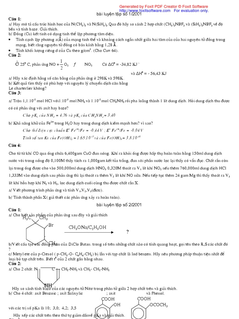 Bai Tap Boi Duong Hoc Sinh Gioi Hoa Cap 3 | PDF