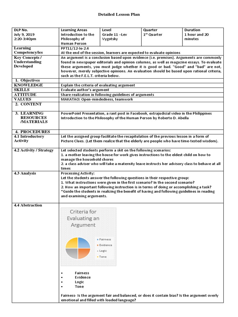 Evaluating Arguments in Philosophy Class | PDF | Argument | Lesson Plan