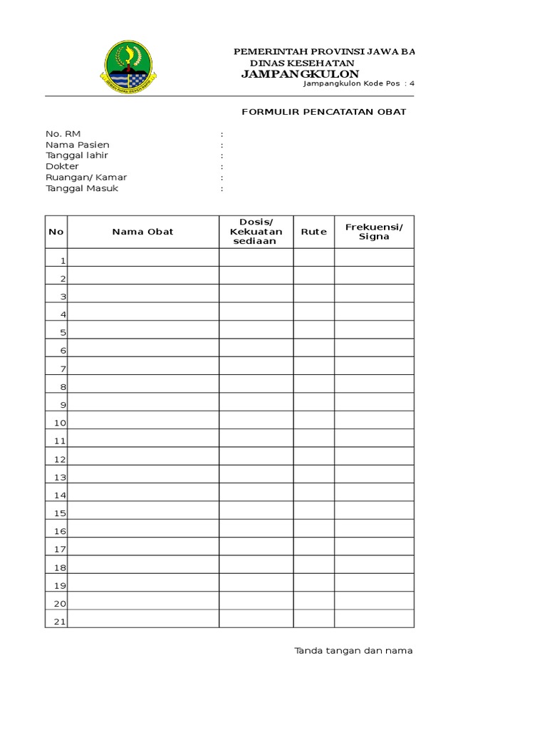 Formulir Pencatatan Obat | PDF