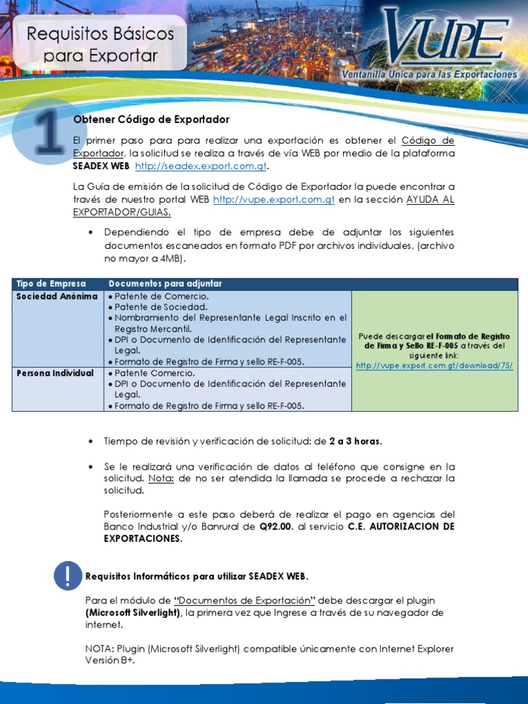 Requisitos para Exportar PDF | PDF | aduana | Exportaciones