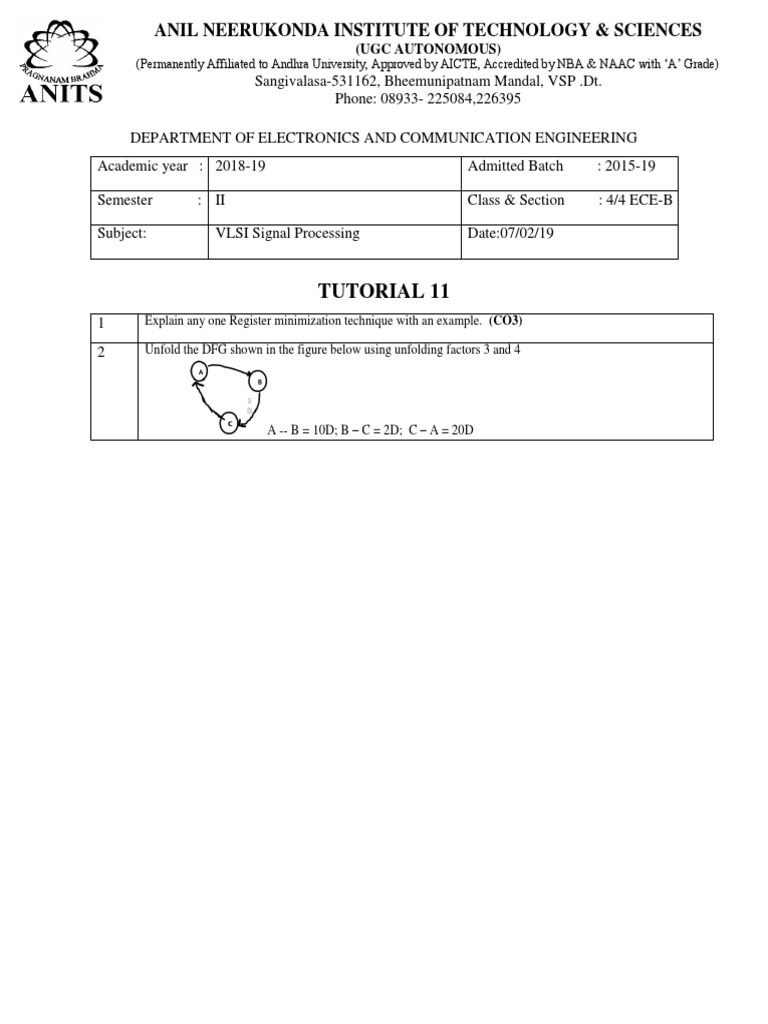 Tutorial 11: Anil Neerukonda Institute of Technology & Sciences | PDF