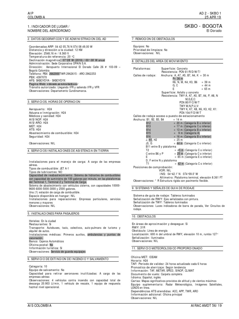 12 Skbo Regulaciones de Aerodromo Bogota | PDF | Pista | Aeropuerto