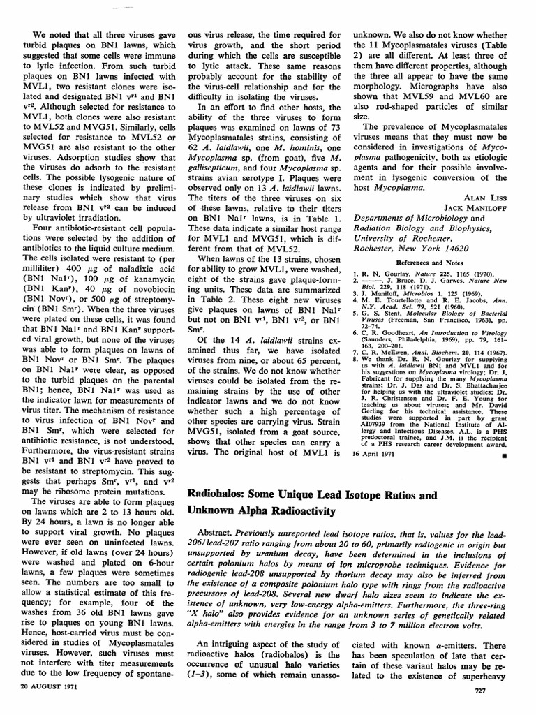 Gentry, R.V. 1971. Science 173, 727. | PDF | Radioactive Decay | Isotope