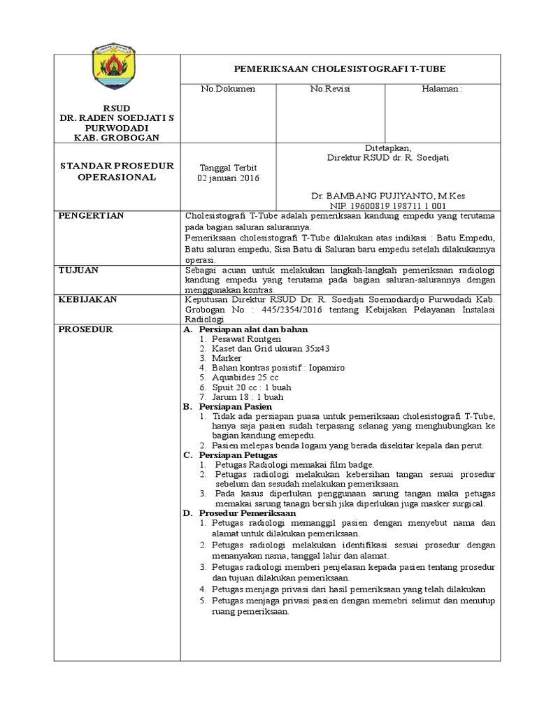 Sop Pemeriksaan Radiologi Kontras | PDF