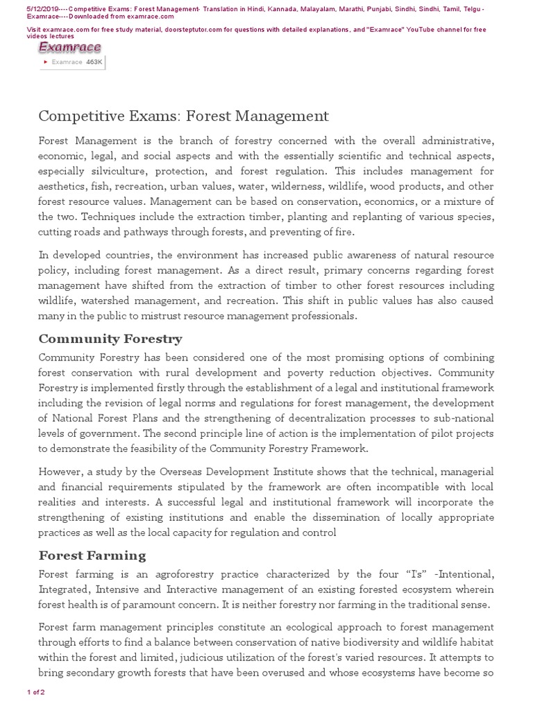 Forestry Forest Management | PDF | Forestry | Forests