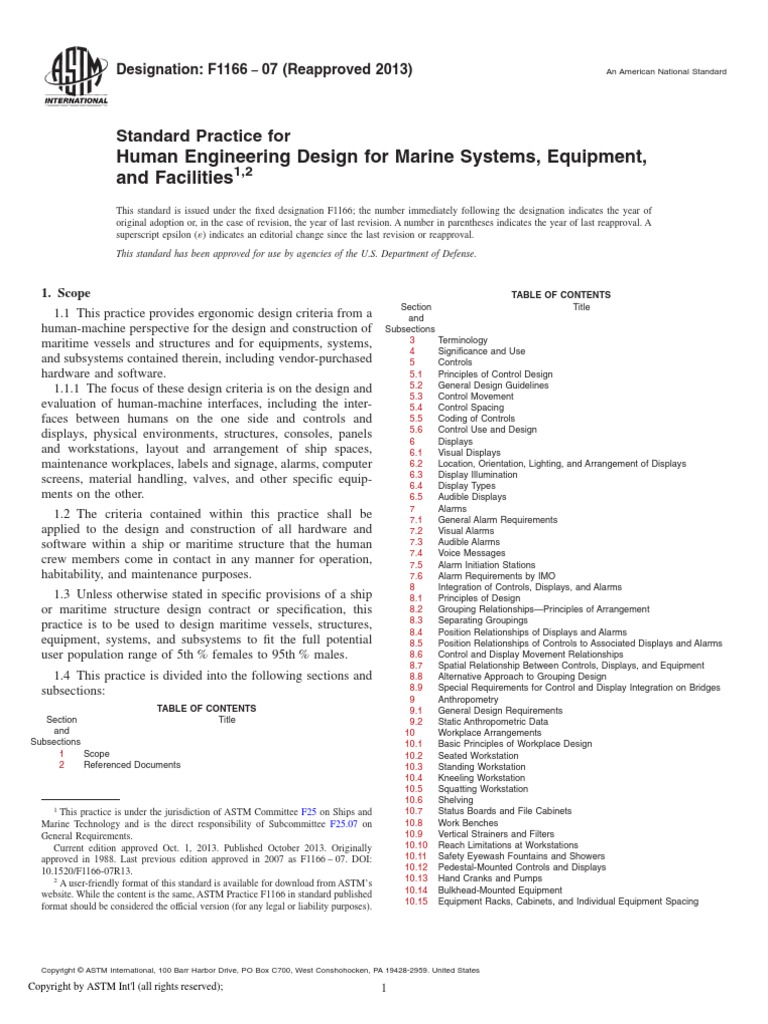 Astm Hfe Checklist | PDF | Anthropometry | Human Factors And Ergonomics