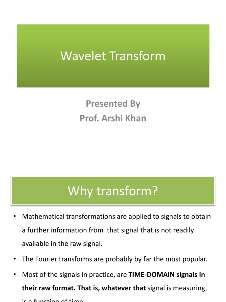 Wavelet Transform | PDF | Wavelet | Harmonic Analysis