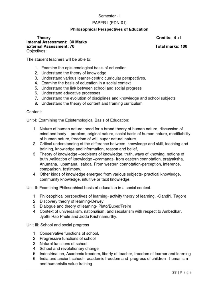 BEd 2015 16 Syllabus PDF | PDF | Pedagogy | Social Science