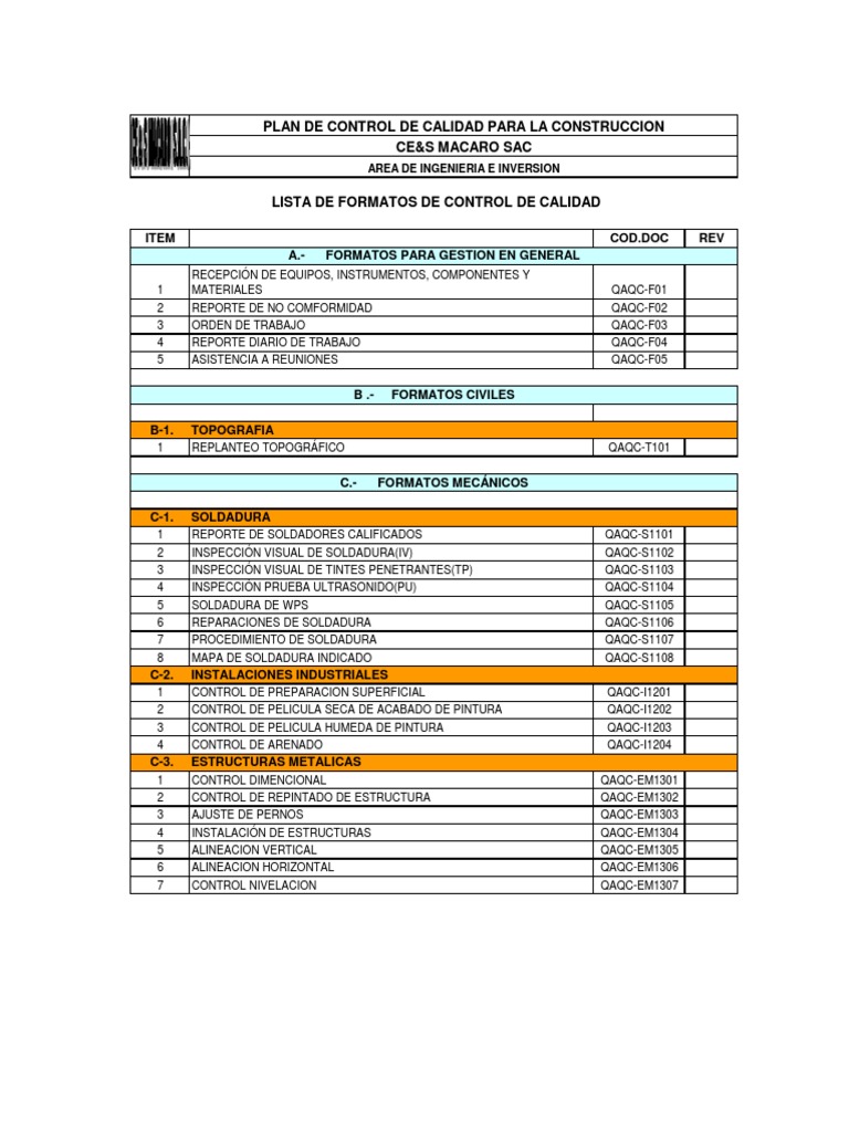 Protocolo Control Calidad Estructura Metalica | PDF | Unión | Soldadura