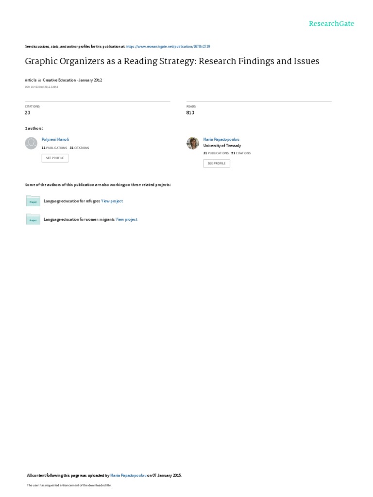 Graphic Organizers | PDF | Reading Comprehension | Schema (Psychology)
