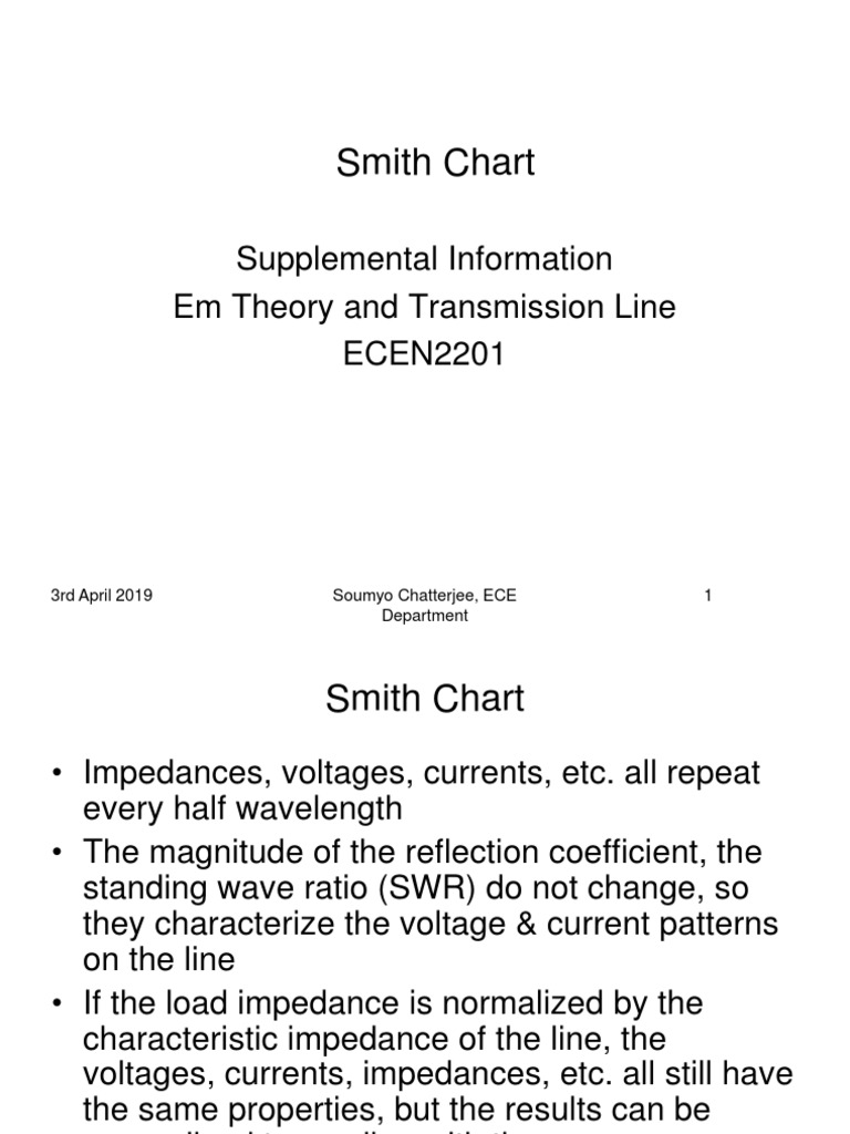 Smith Chart: Supplemental Information em Theory and Transmission Line ...