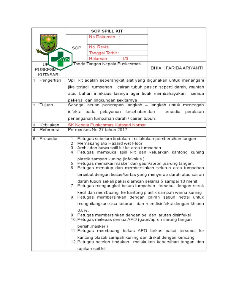 Prosedur Penggunaan Spill Kit | PDF