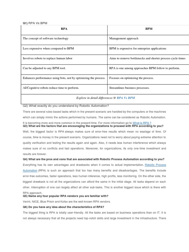 Rpa Interview Questions | PDF | Business Process Management | Automation