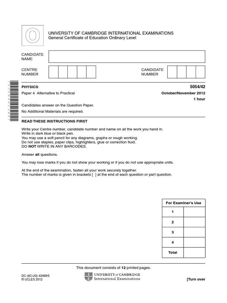 University of Cambridge International Examinations General Certificate ...