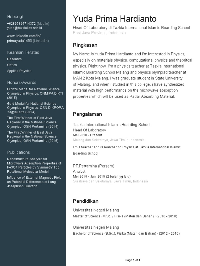 Yuda Prima Hardianto: Physics Expertise | PDF | Physics | Applied And ...