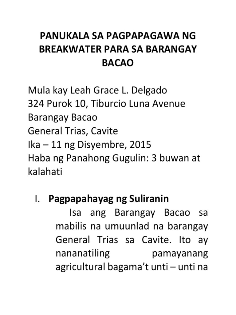 Balangkas NG Panukalang Proyekto | PDF
