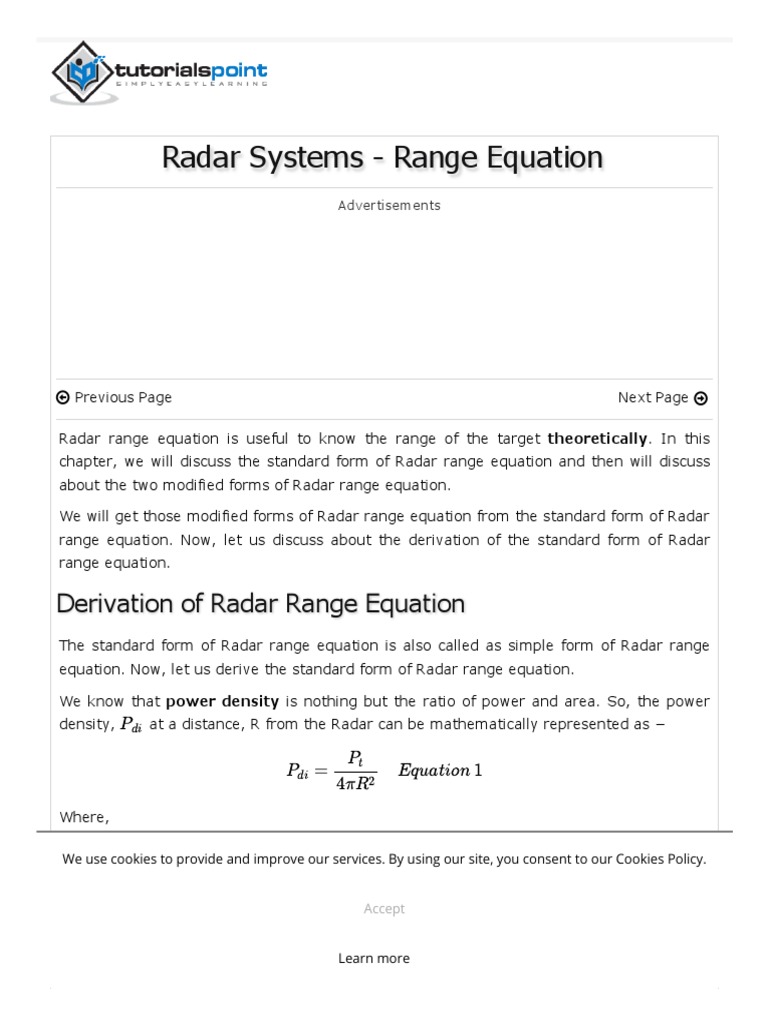 Radar Systems Range Equation.pdf | Radar | Antenna (Radio)