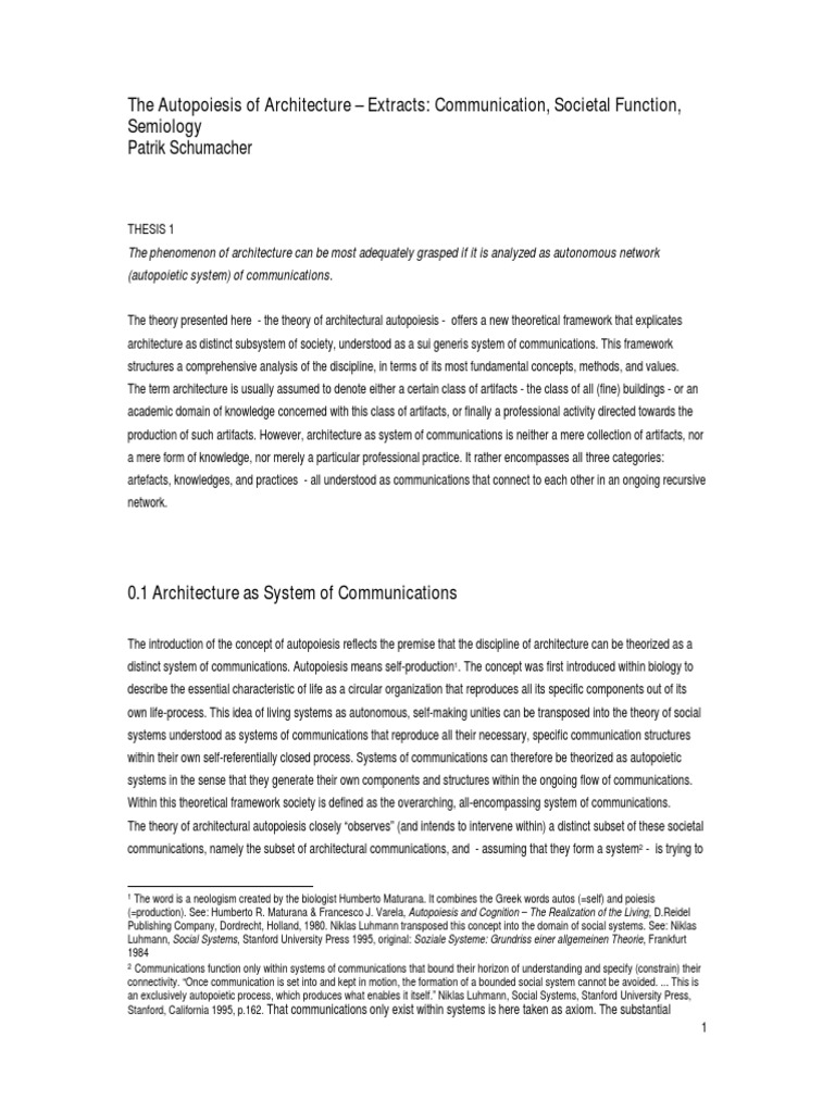 Architecture as an Autonomous System of Communications: A Theoretical Framework | PDF ...