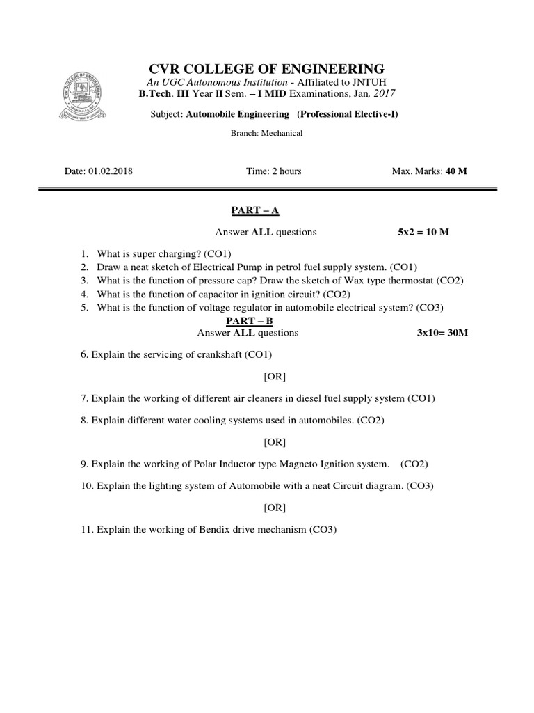 CVR College of Engineering: B.Tech. III Year II | PDF