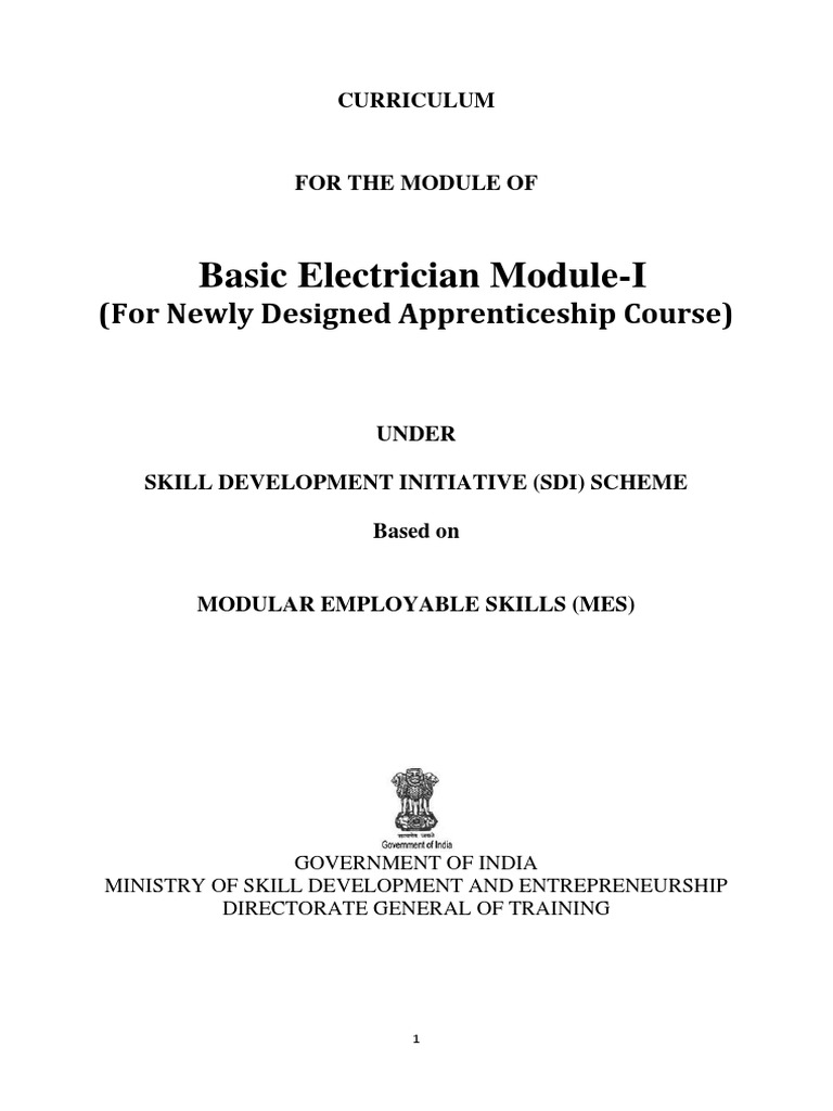 Basic Electrician Module-I Curriculum | PDF | Transformer | Electric Motor