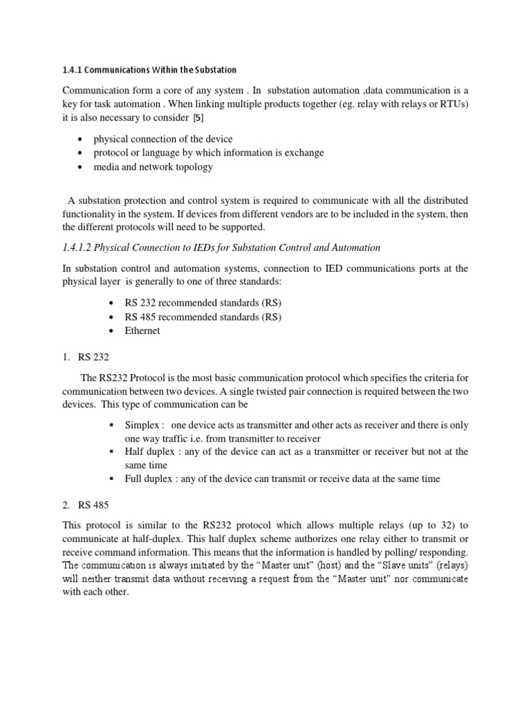1.4.1.2 Physical Connection To Ieds For Substation Control and ...