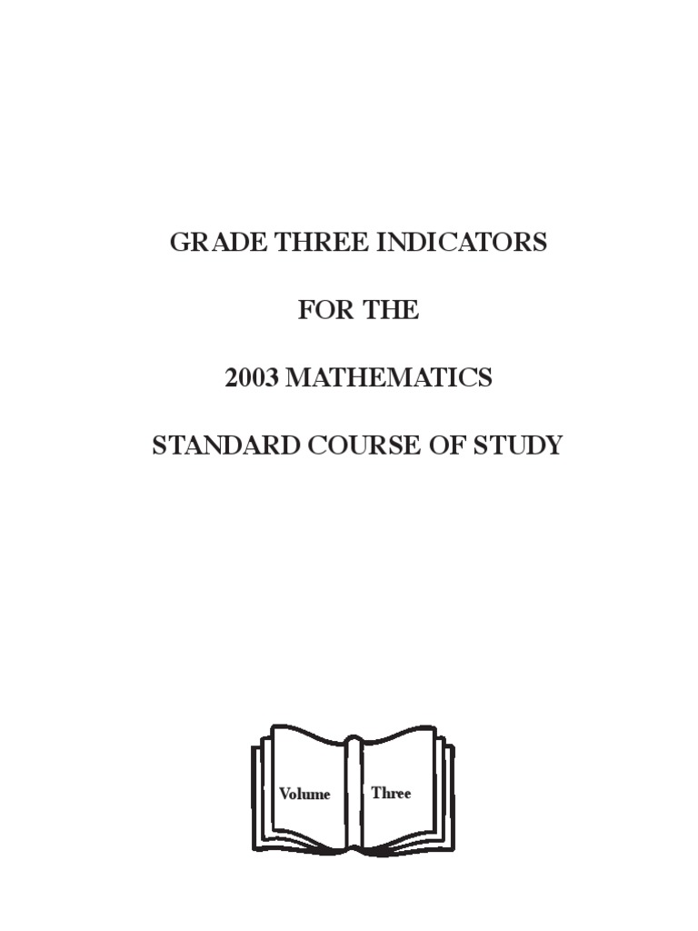 Grade Three Indicators For The 2003 Mathematics Standard Course of ...