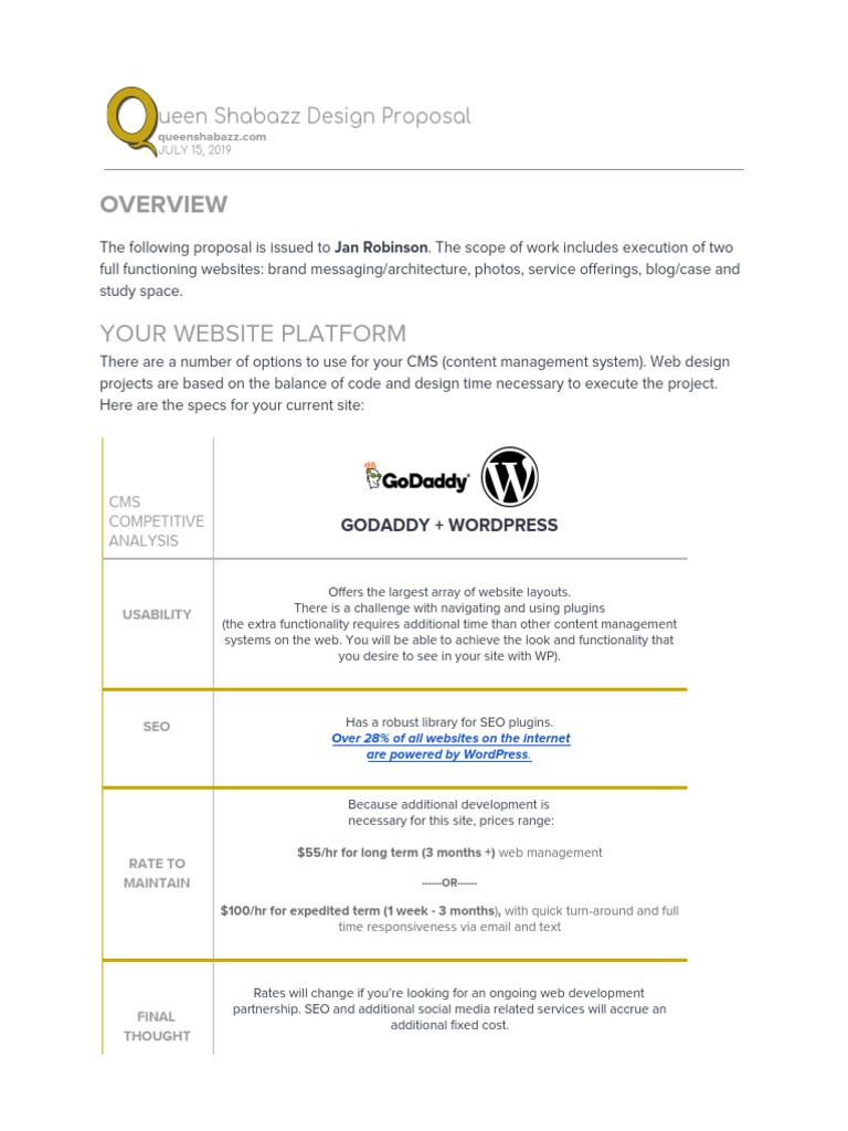 Web Design Proposal for Jan Robinson | PDF | Search Engine Optimization ...
