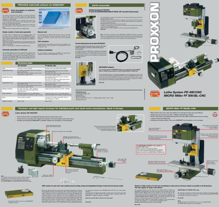 Proxxon pd400cnc English 2016 PDF | PDF | Numerical Control | Electric ...