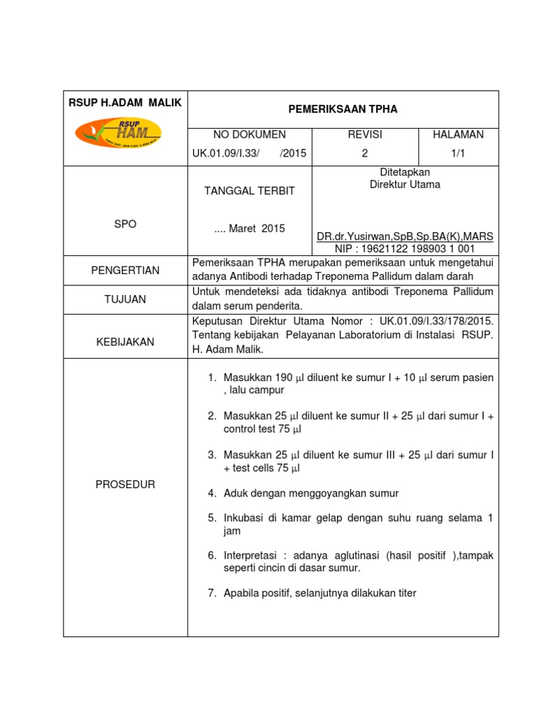 Prosedur dan Interpretasi TPHA | PDF