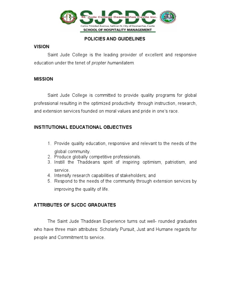 Philosophy of BSHM | PDF | Test (Assessment) | Chef
