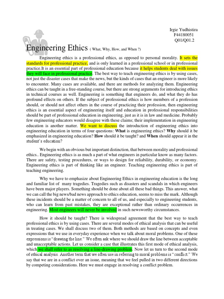 Engineering Ethics: (What, Why, How, and When ?) | PDF | Sentence ...
