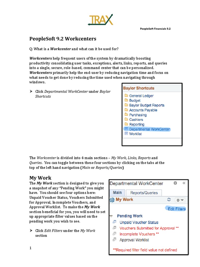PeopleSoft 9.2 Workcenter Guide | PDF | Databases | Information Science