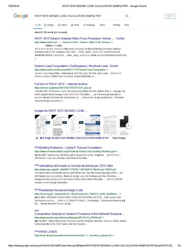 NSCP 2015 Seismic Load Calculation Sample PDF - Google Search | PDF ...