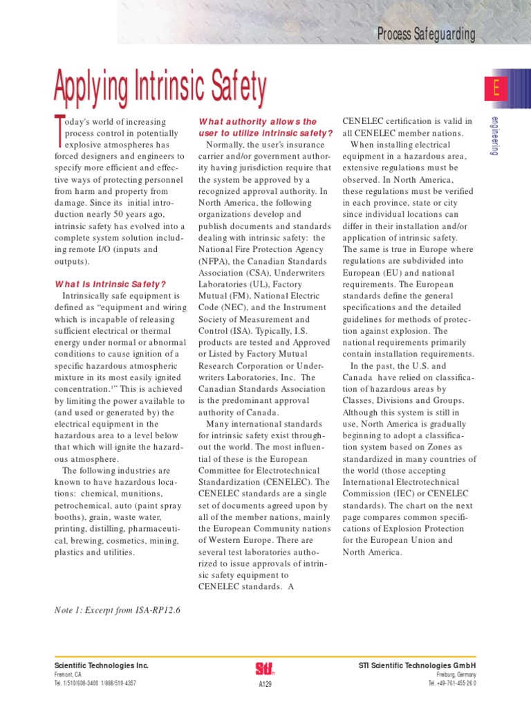 Applying Intrinsic Safety PDF | PDF | Electrical Wiring | Fuse (Electrical)