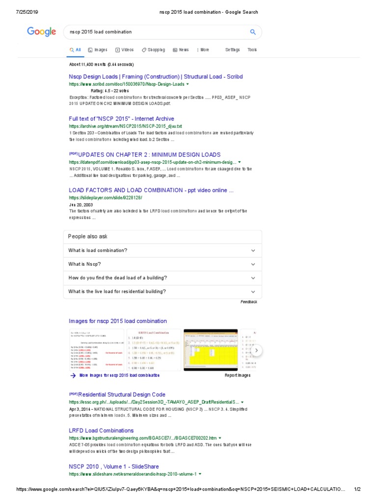 NSCP 2015 Load Combinations Overview | PDF | Structural Load | Cyberspace
