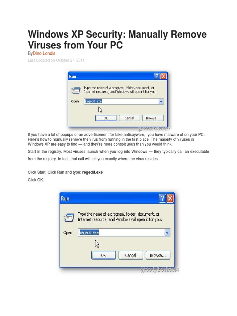 Windows XP Security - Removal of Virus Manually | PDF | Computer Virus ...
