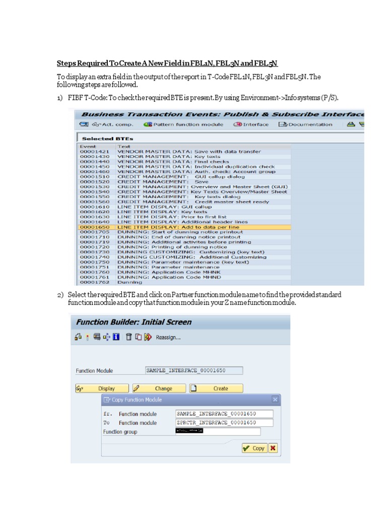 Enhancing Fields in FBL1N, FBL3N, FBL5N | PDF