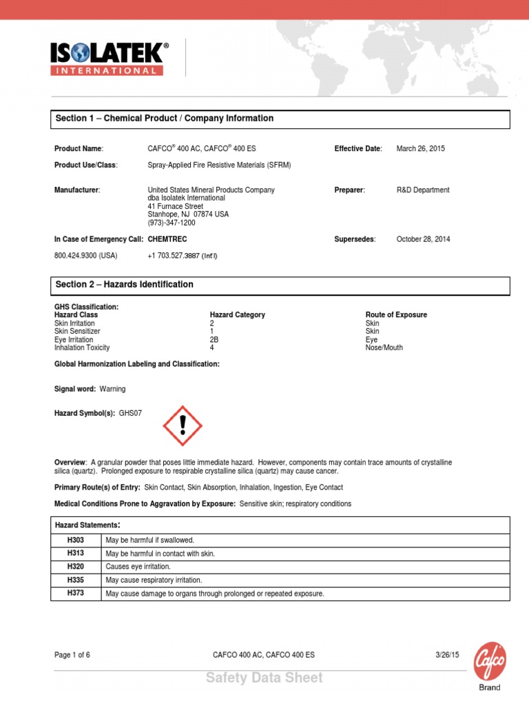 Safety Data Sheet: Section 1 - Chemical Product / Company Information ...