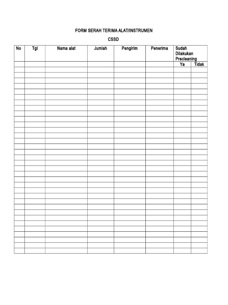 Form Pencatatan CSSD | PDF