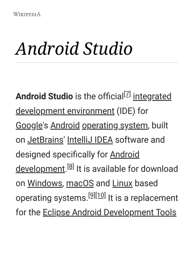 Android Studio - Wikipedia | PDF | Android (Operating System) | Software Development