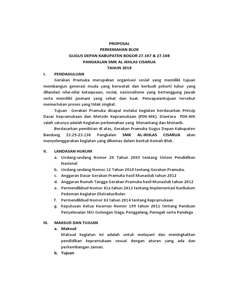 Proposal Kemah Blok 2019 | PDF