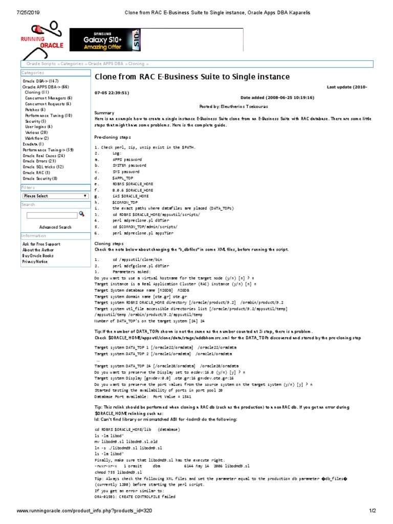 Clone RAC to Single Instance Guide | PDF | Oracle Database | Information Technology