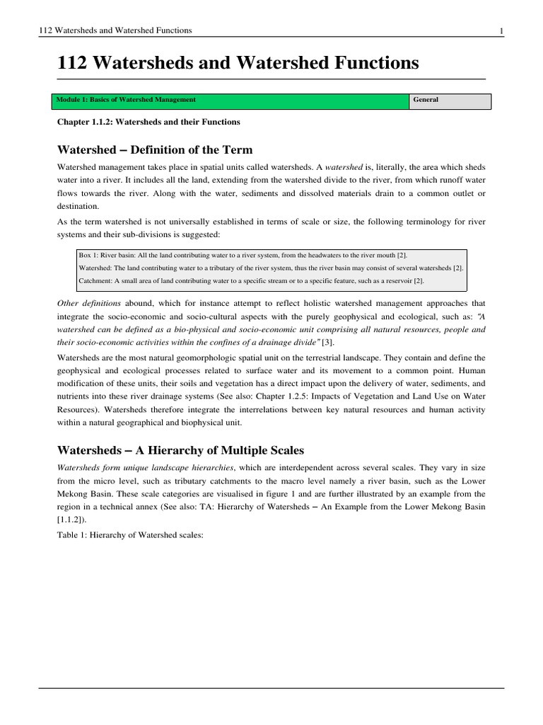 02 - Watersheds and Watershed Functions | PDF | Drainage Basin | River