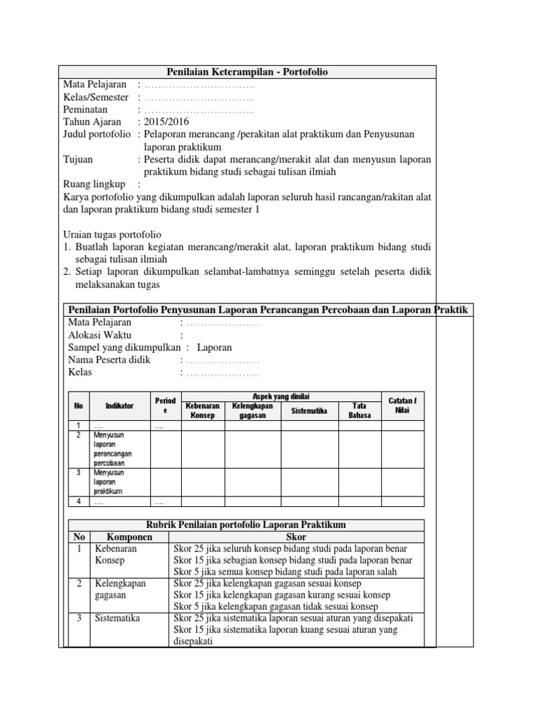 Contoh Laporan Portofolio Praktikum | PDF