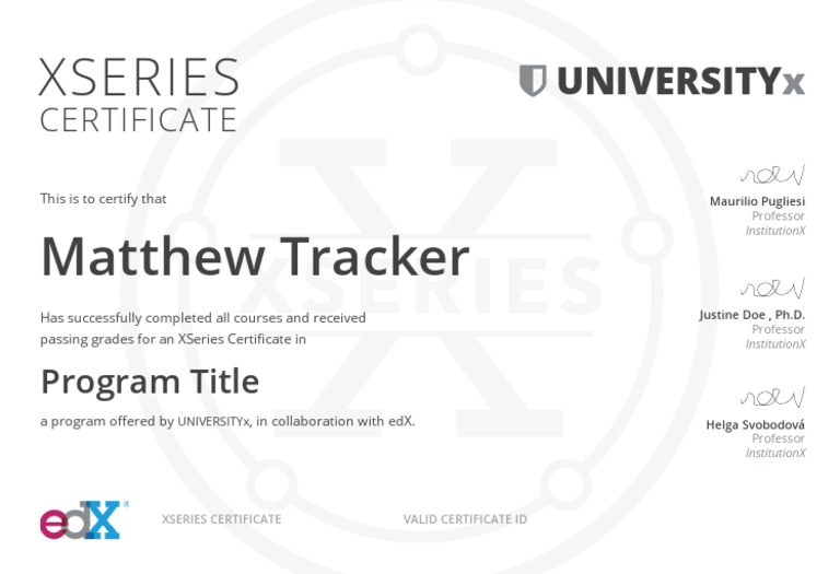Example Certificate Xseries PDF | PDF