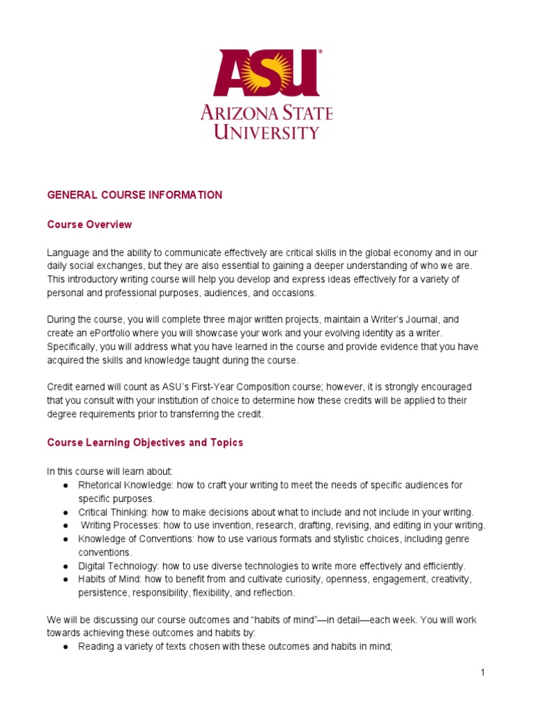 Eng 101 Course Syllabus PDF | PDF